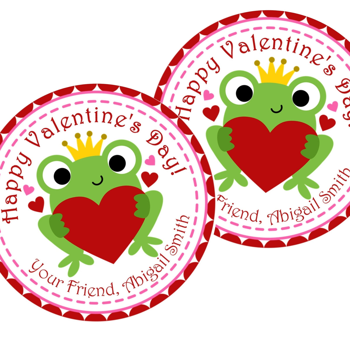 Frog Prince Valentine Stickers – Personalized Cute Frog Labels – Party ...