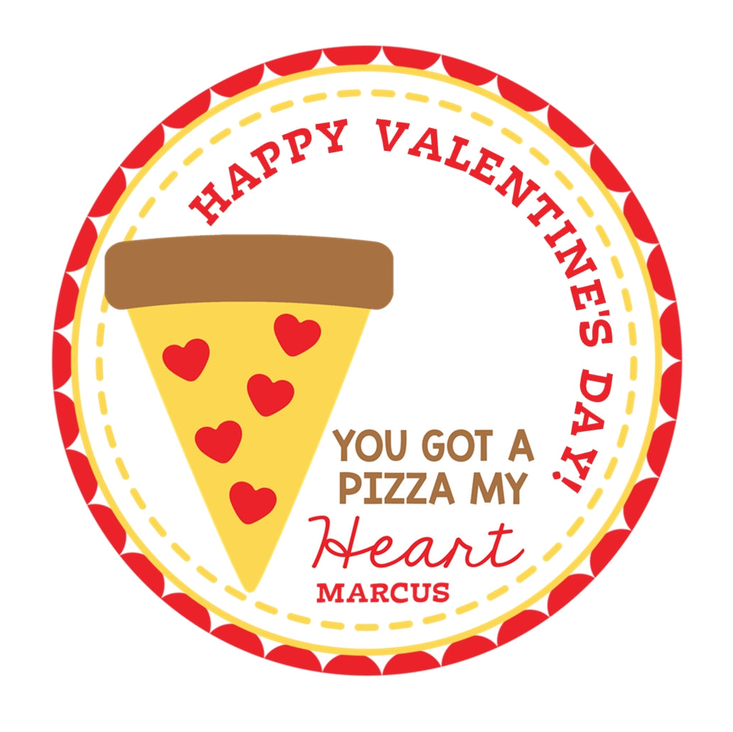 Pizza Valentine Stickers – Personalized Valentine Favor Labels – Party ...