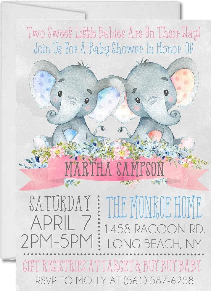 Twin Boy And Girl Baby Shower Invitations Twins Baby Shower