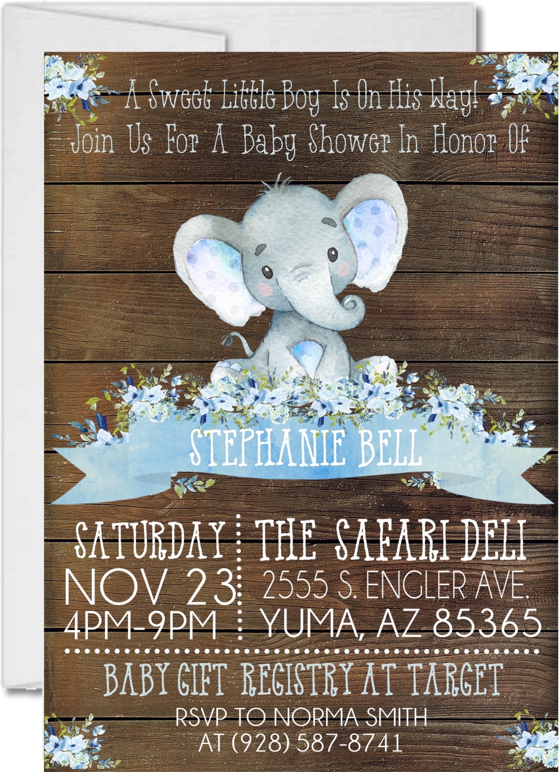 Handmade Elephant Baby Shower Invitations