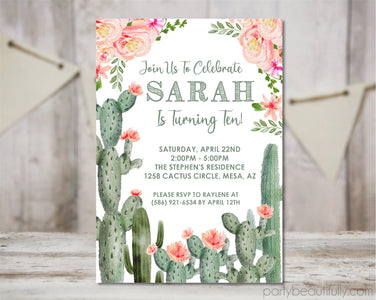 Cactus Birthday Party Invitations — Party Beautifully
