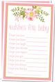 Girls Pink Floral Baby Shower Wish Cards – Party Beautifully