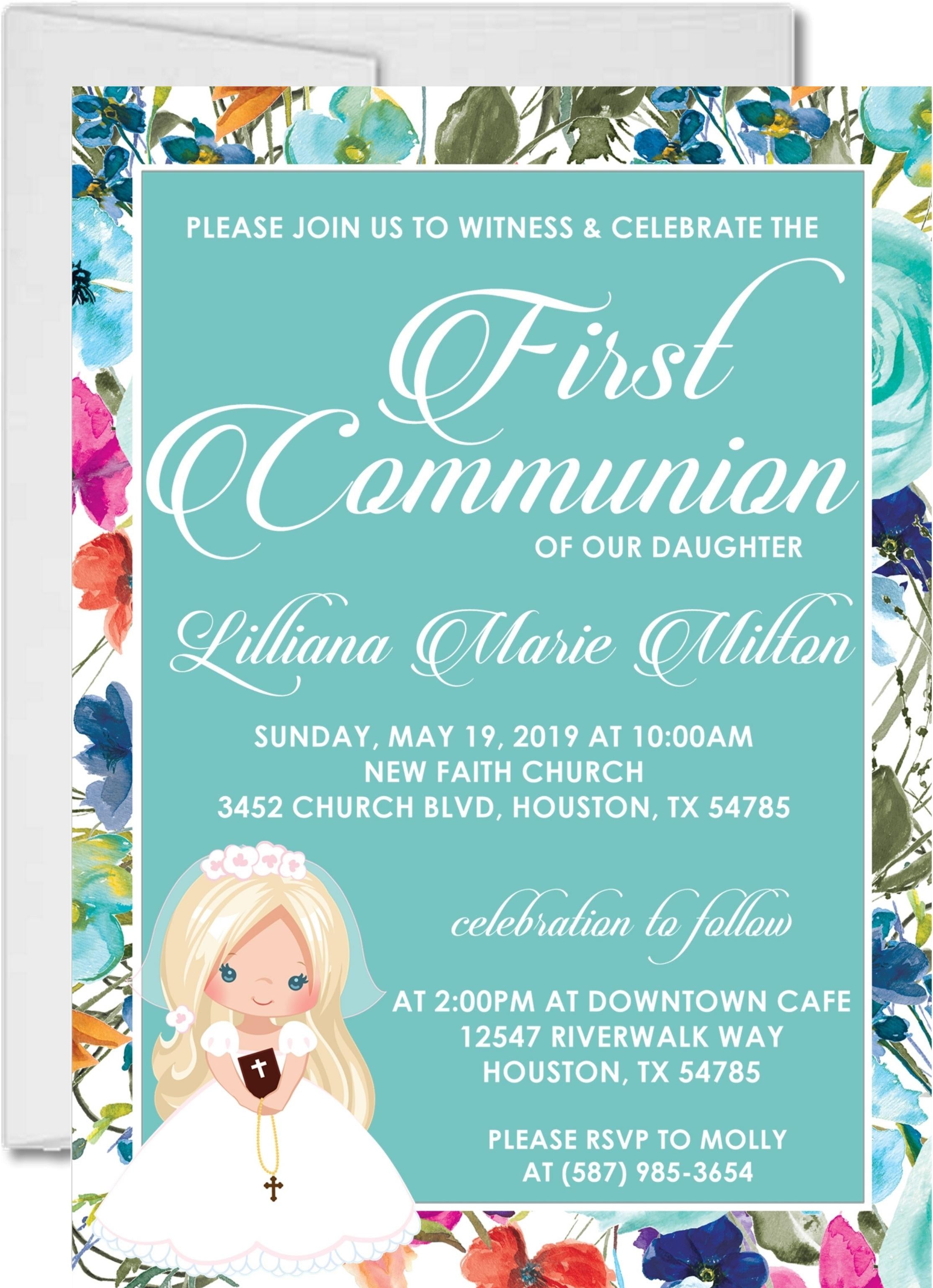 Holy Communion Invitations For Girls Radiant Laurels | First Communion