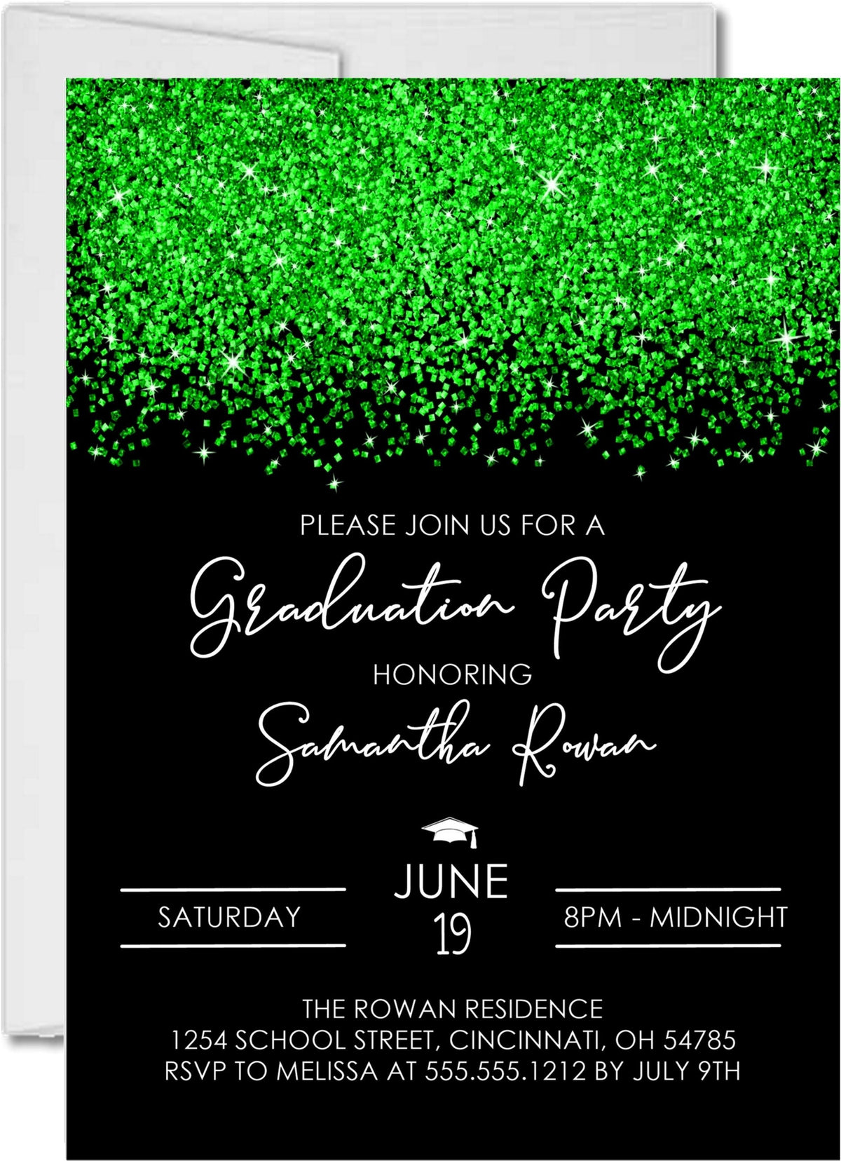 Green And Black Graduation Party Invitations — Party Beautifully