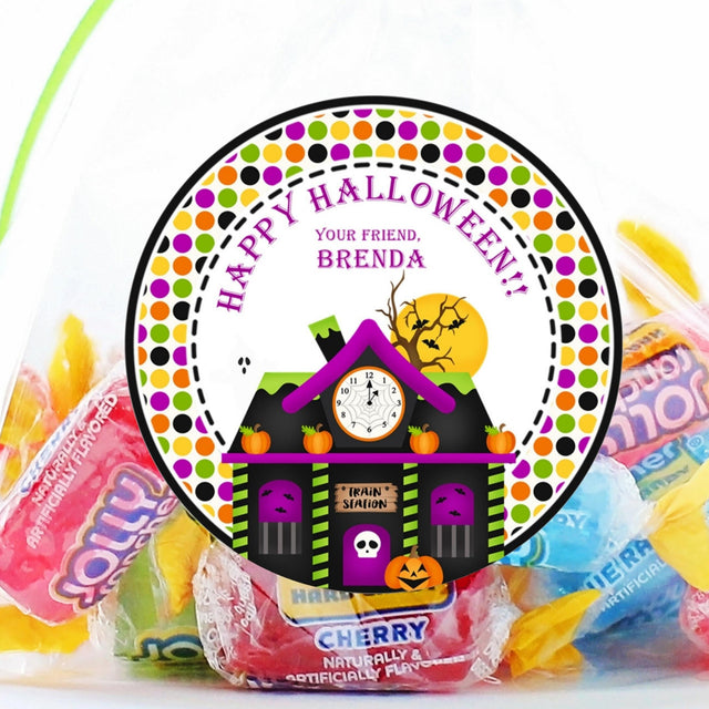 Haunted Train Station Halloween Favor Stickers – Party Beautifully