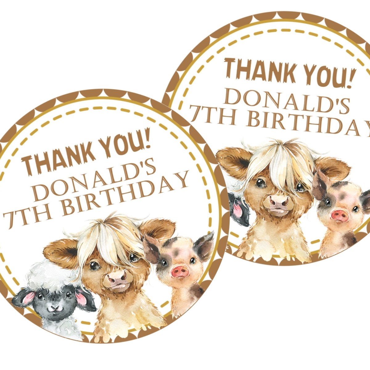 Farm Animals Birthday Stickers – Neutral Watercolor Barnyard Labels ...