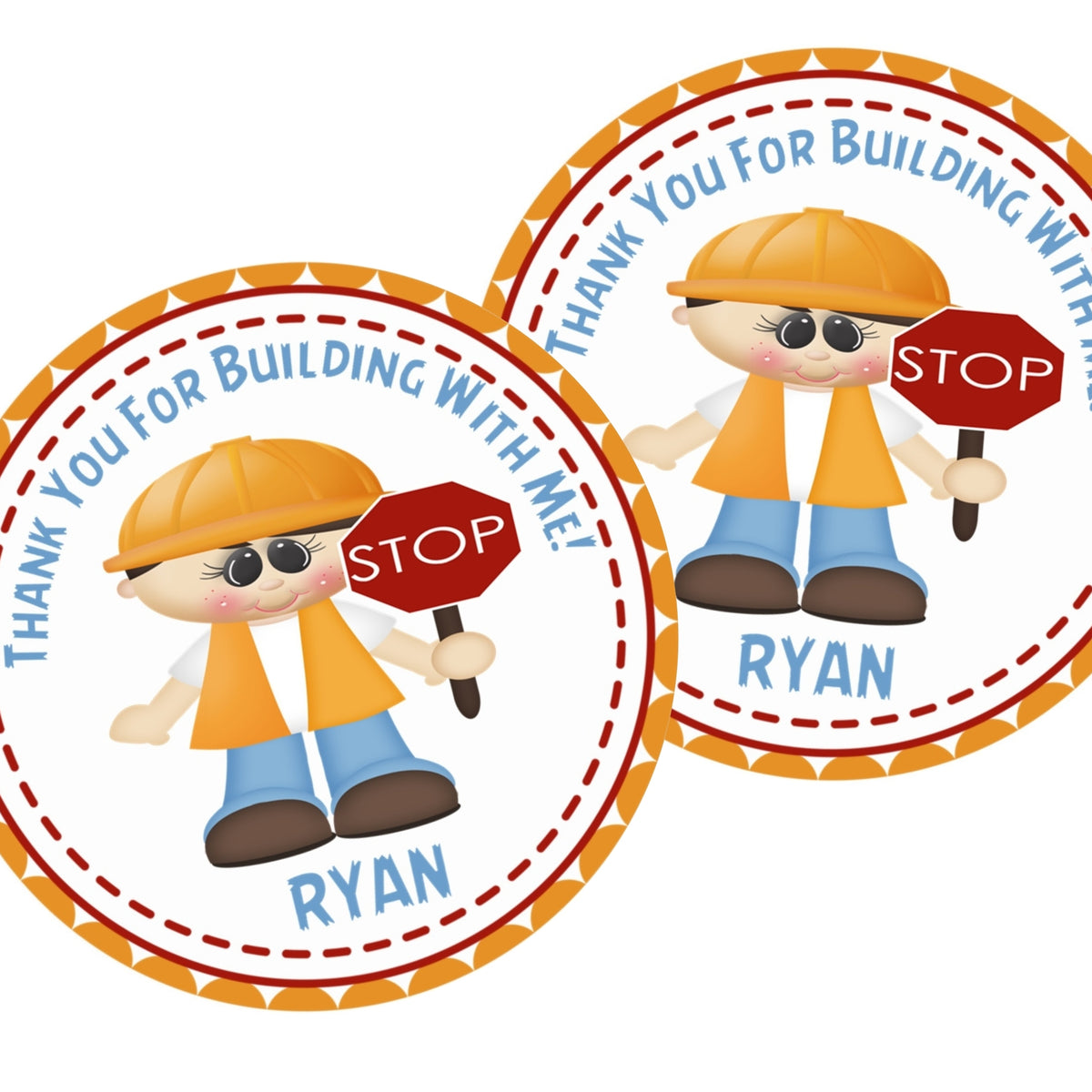 Construction Birthday Stickers – Construction Worker Party Favor Labels ...