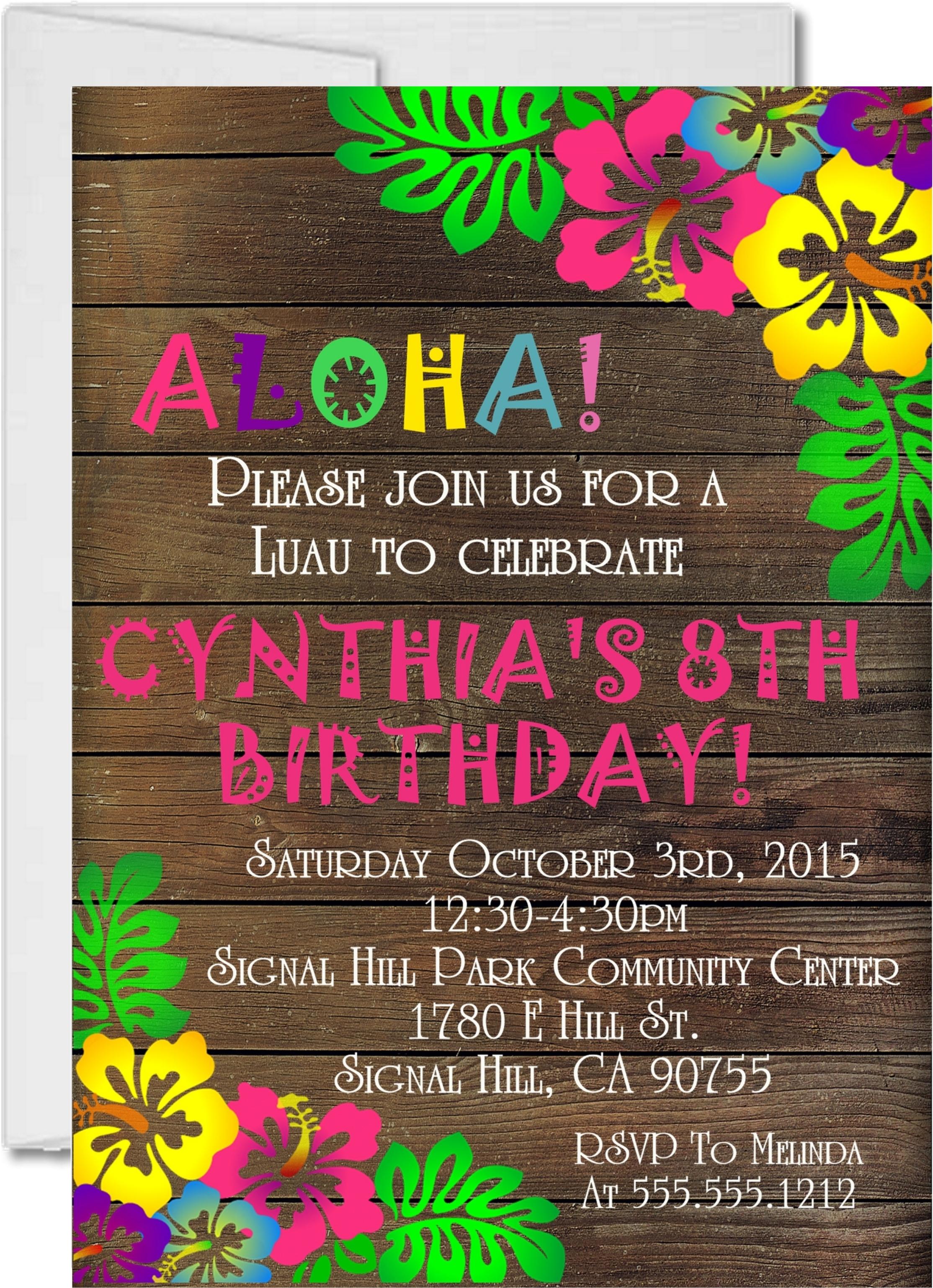 Luau Birthday Invitation Wording