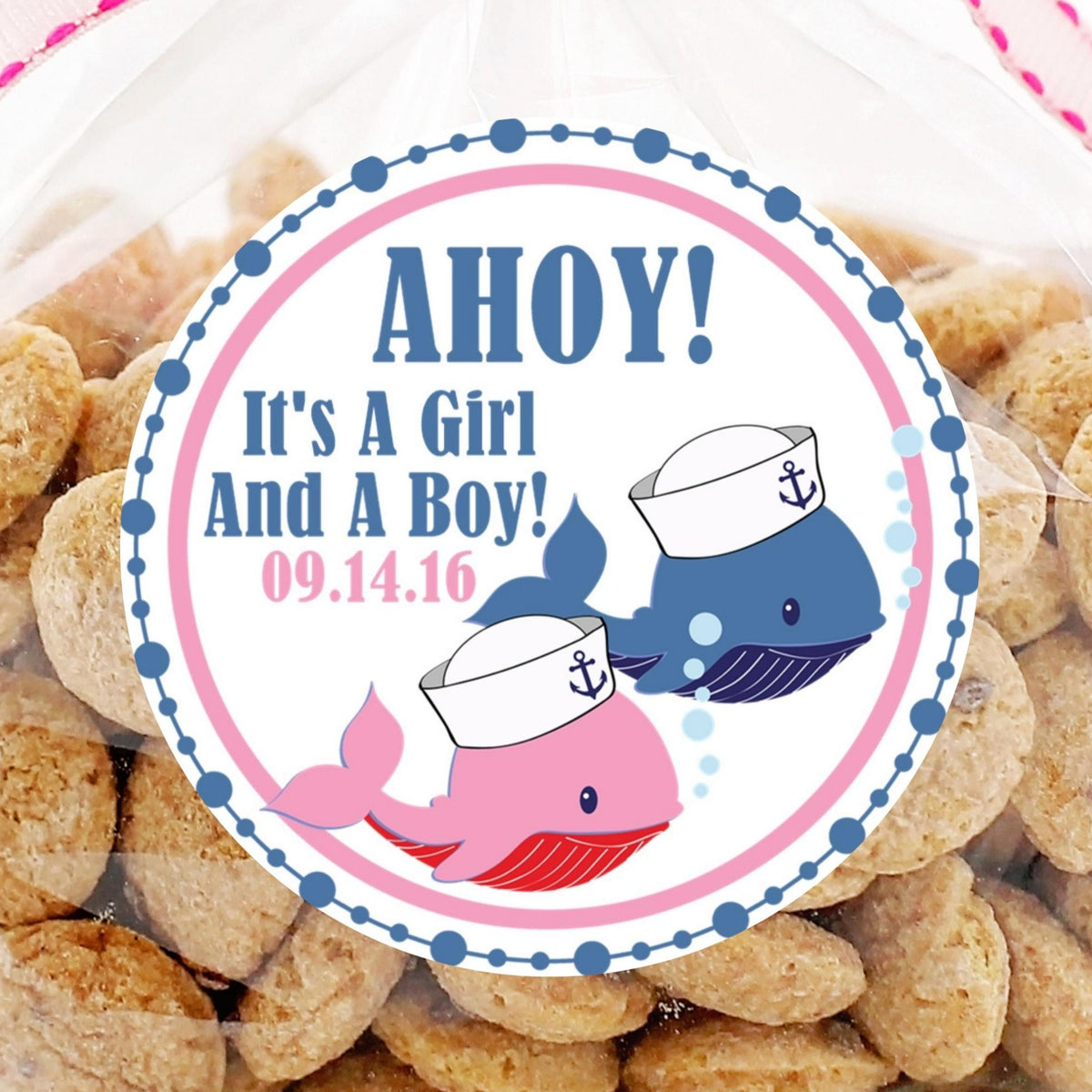 Twin Whale Baby Shower Stickers | Boy and Girl Nautical or Under the ...