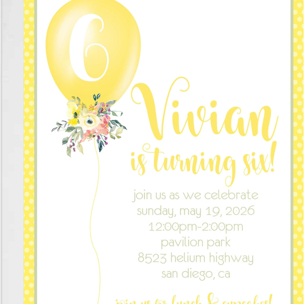 Yellow Balloon Birthday Party Invitations – Party Beautifully