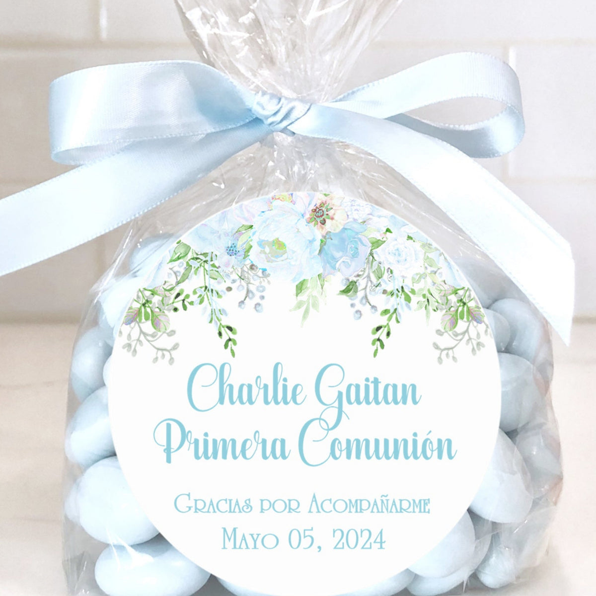 Pastel Blue Peony First Communion Stickers – Mi Primera Comunión Labels ...