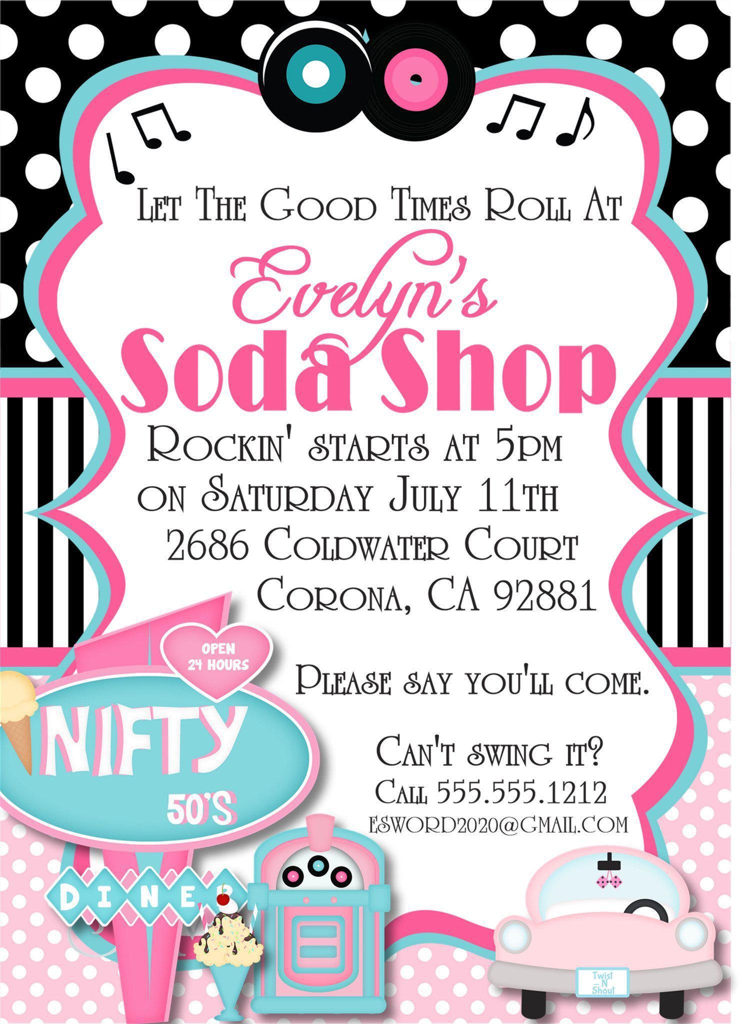 Examples Of 50s Party Invitations