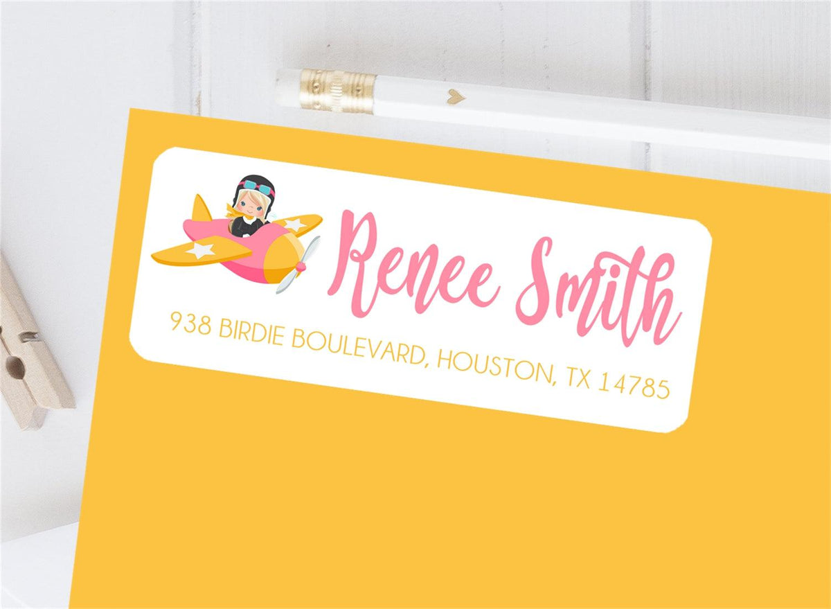 Airplane Address Labels For Girls – Party Beautifully