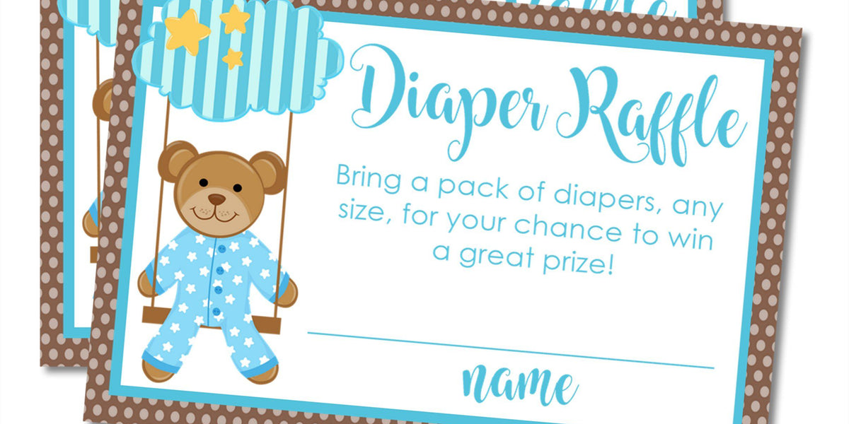 Boys Teddy Bear Diaper Raffle Tickets — Party Beautifully