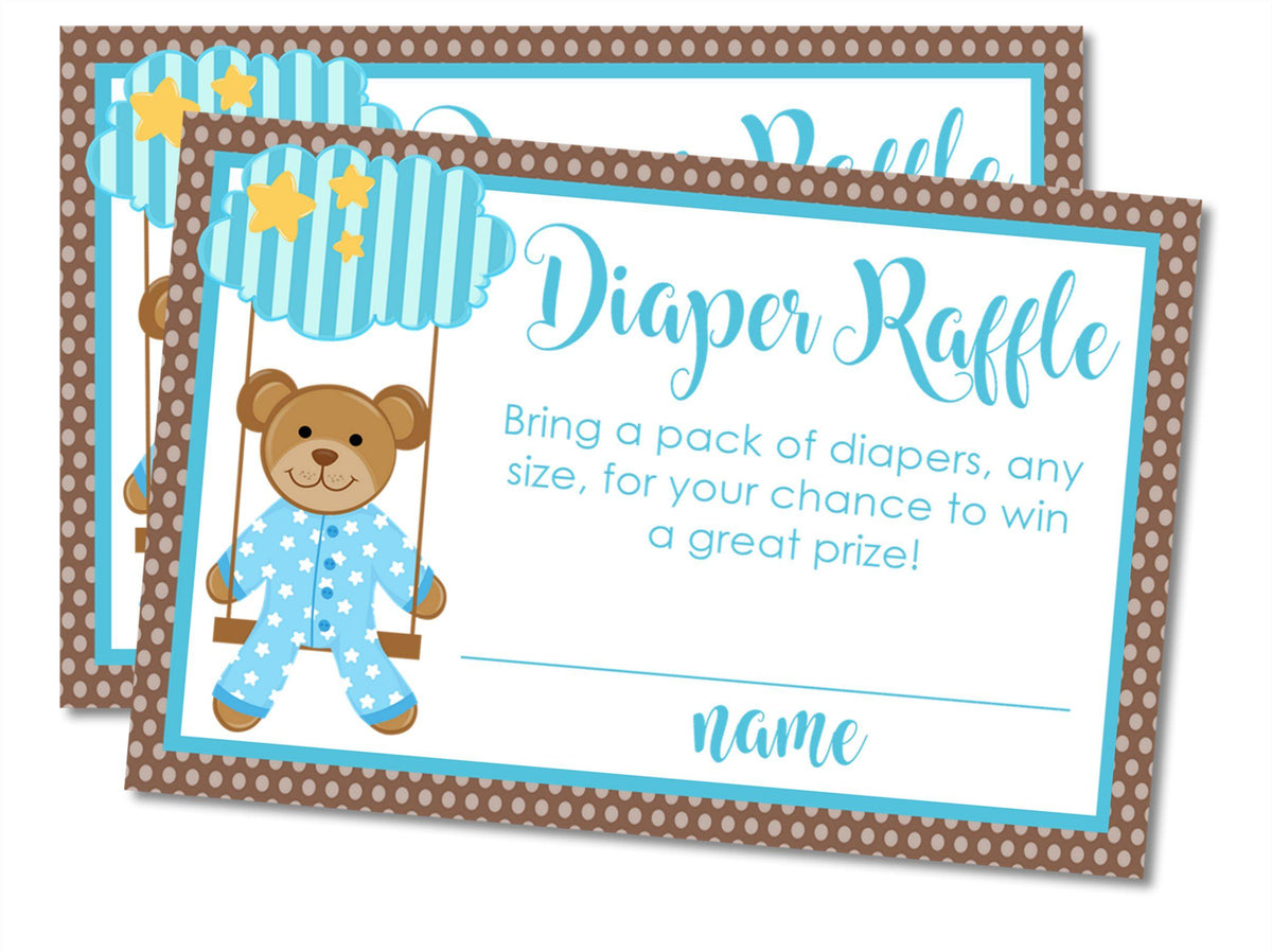 Boys Teddy Bear Diaper Raffle Tickets — Party Beautifully