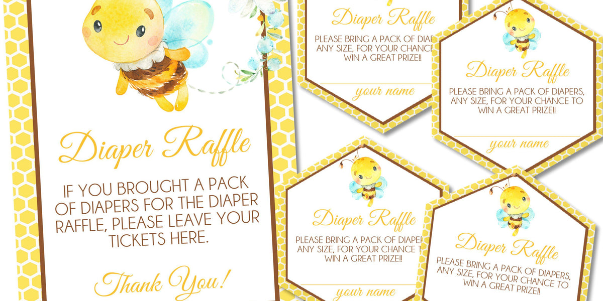 Bumble Bee Diaper Raffle Tickets — Party Beautifully