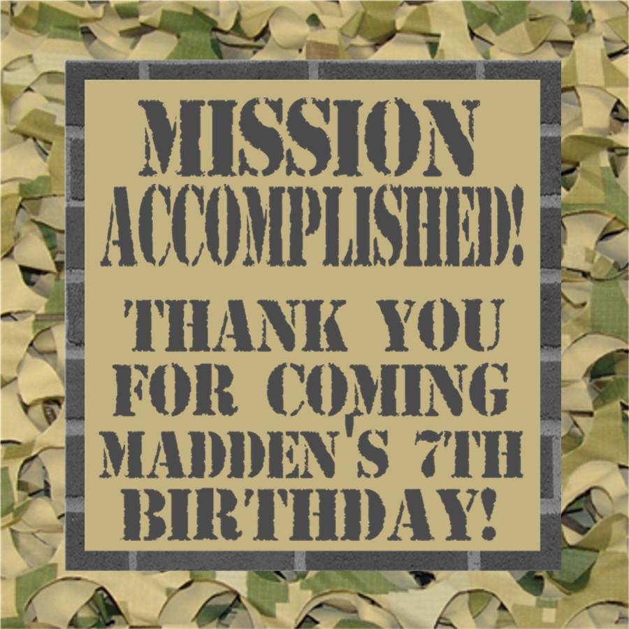 Mission Accomplished Army Birthday Stickers | Party Favor Labels ...
