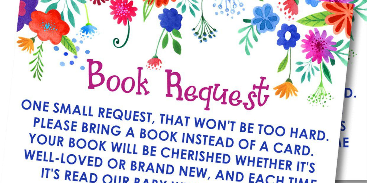 Fiesta Book Request Cards — Party Beautifully