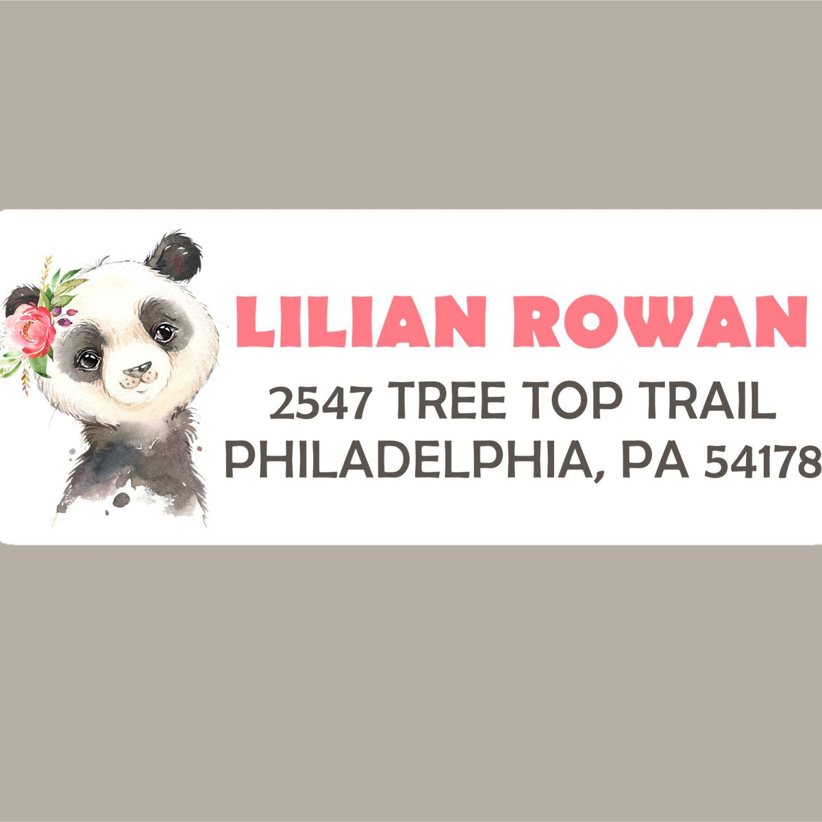 Girl Panda Address Labels | Personalized Panda Return Address Stickers ...