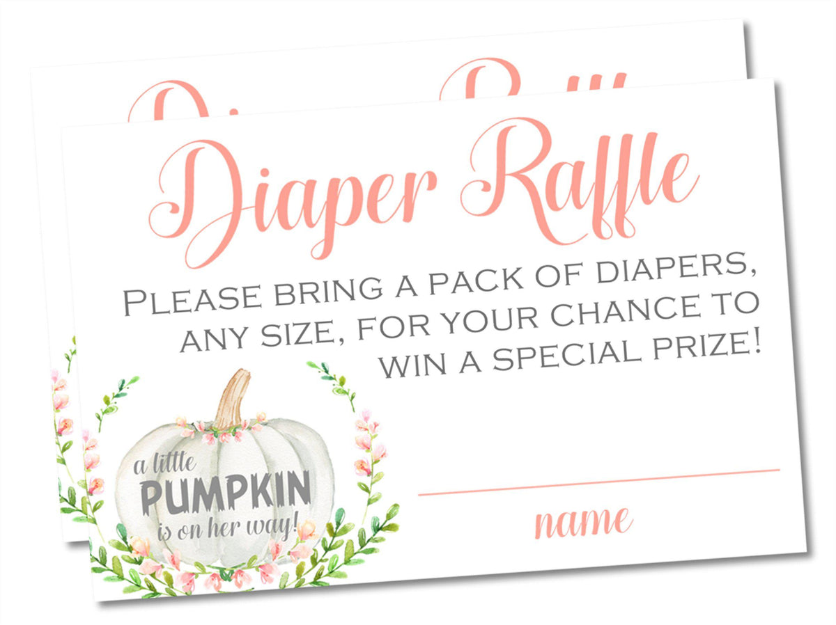Girls Fall Pumpkin Diaper Raffle Tickets — Party Beautifully
