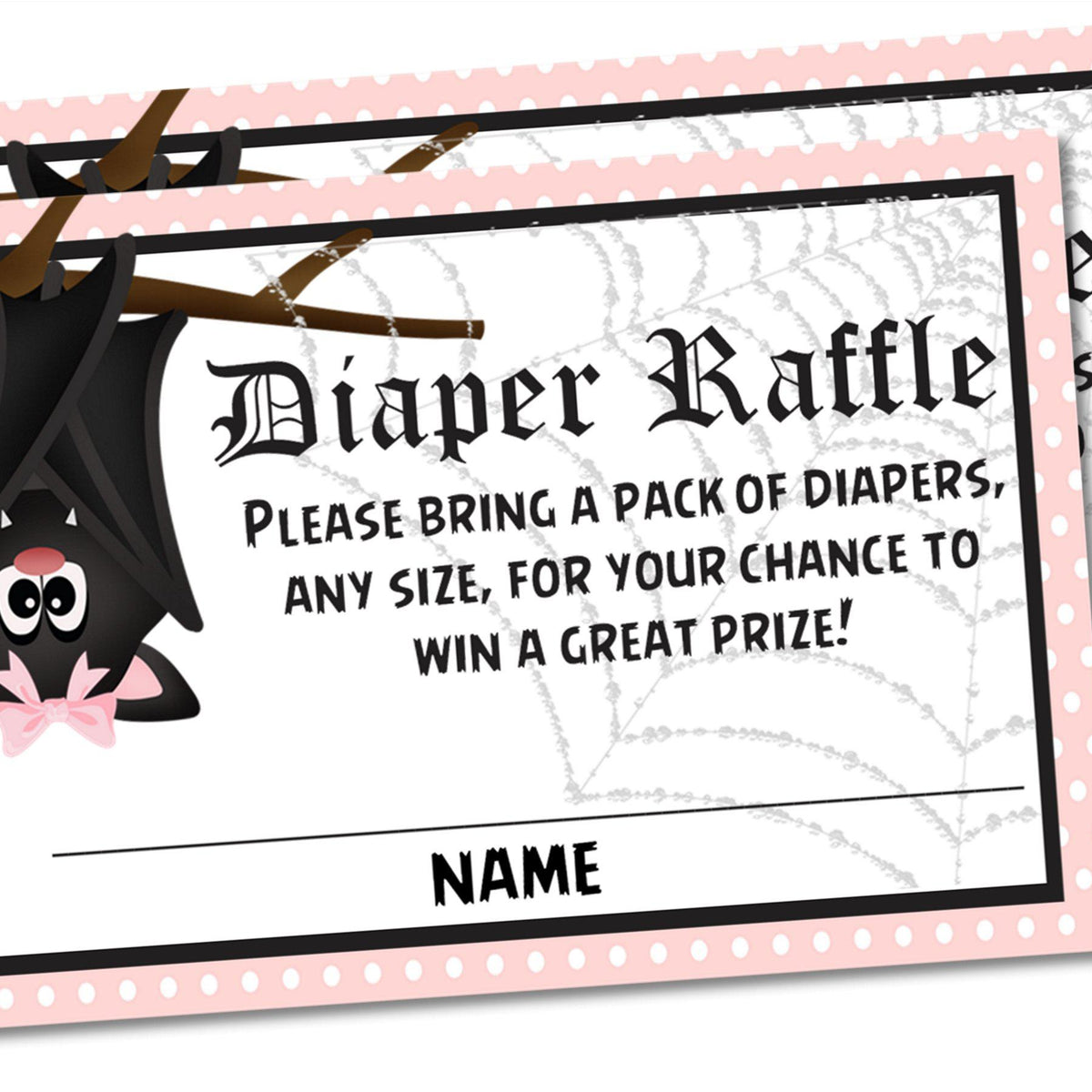Girls Halloween Bat Diaper Raffle Tickets – Party Beautifully
