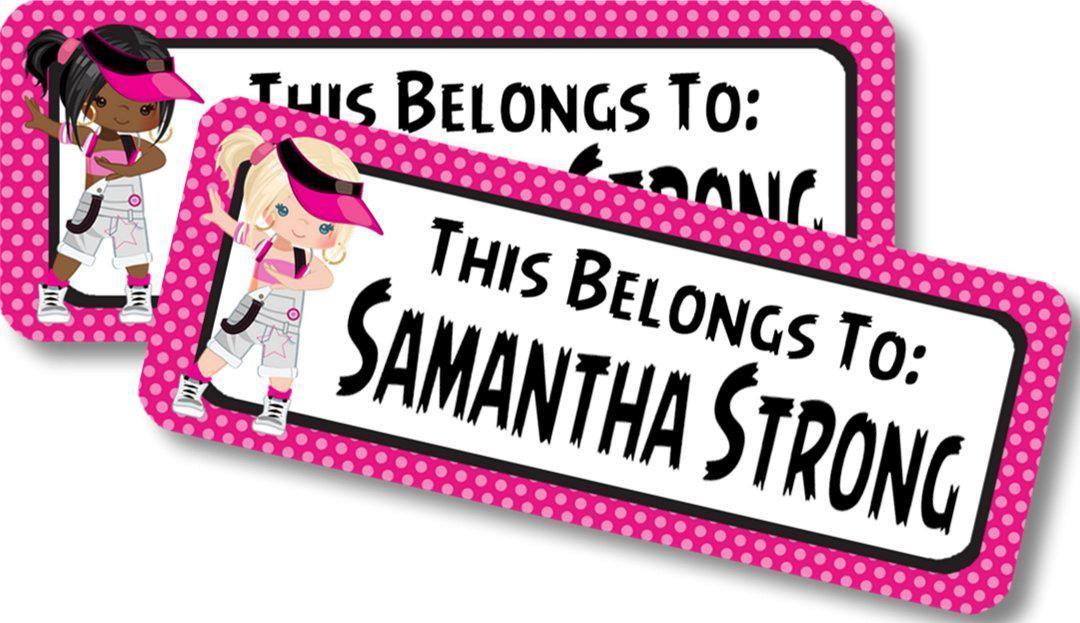 Girls Hip Hop Back To School Supply Name Labels — Party Beautifully