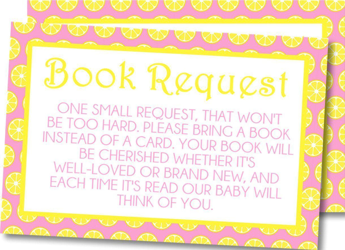 Girls Lemon Book Request Cards — Party Beautifully