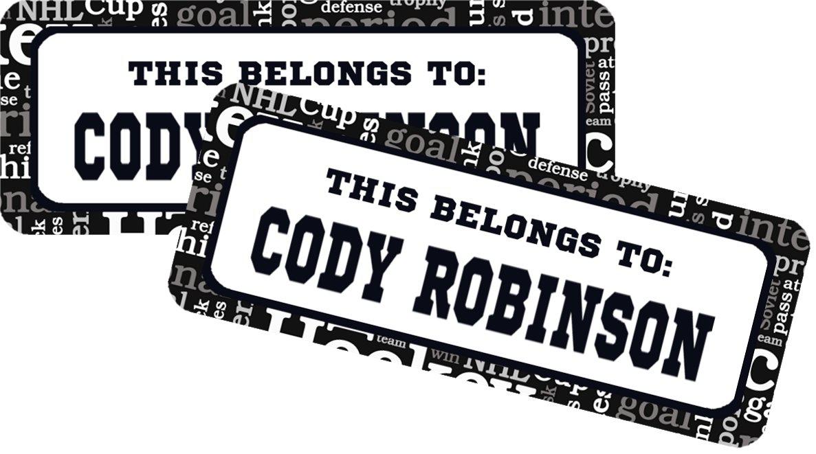 Hockey Personalized School Name Labels – Party Beautifully
