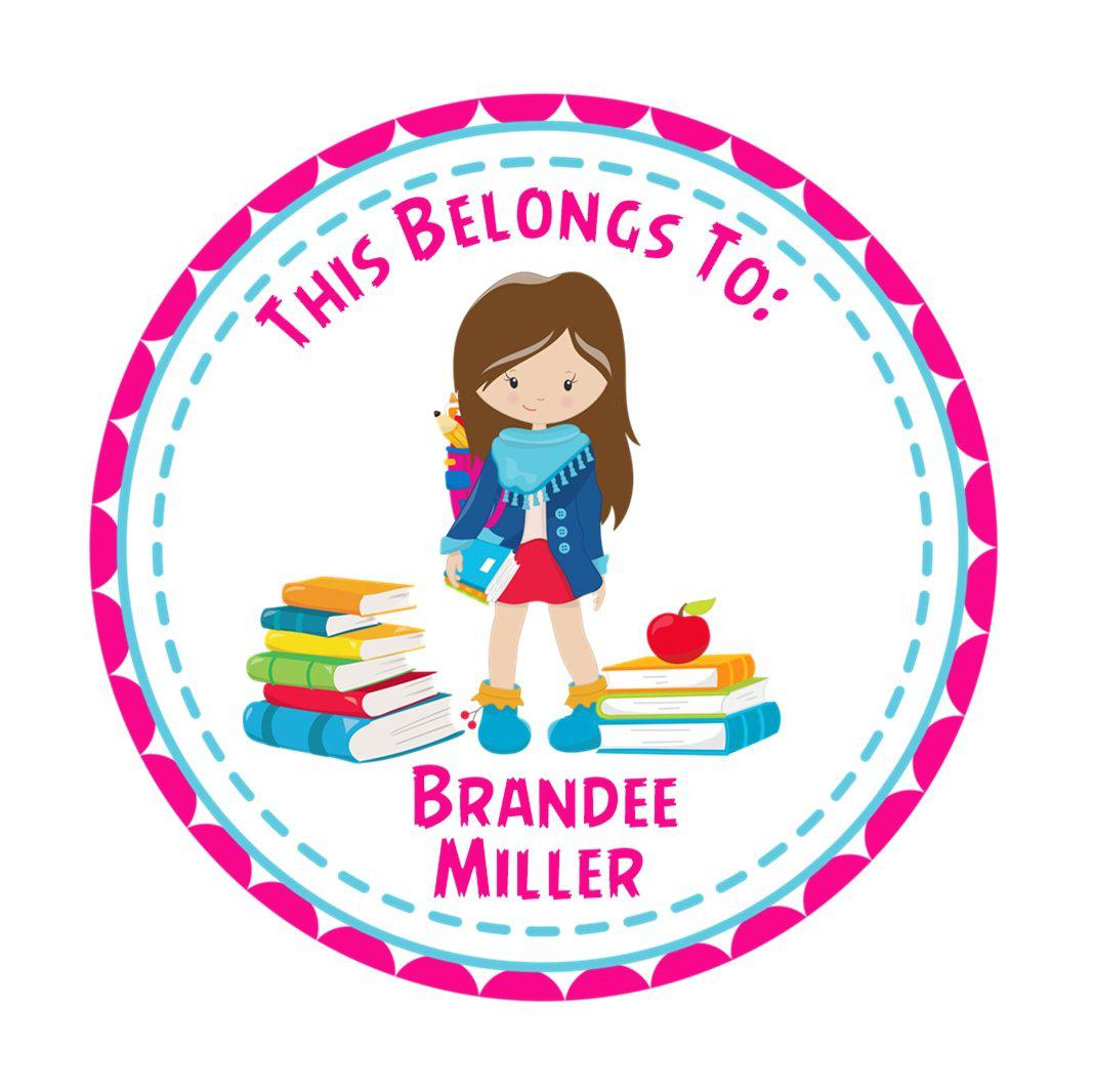 Girls Back To School Supply Name Labels – Party Beautifully