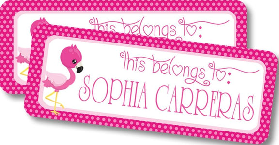 Pink Flamingo Back To School Supply Name Labels — Party Beautifully
