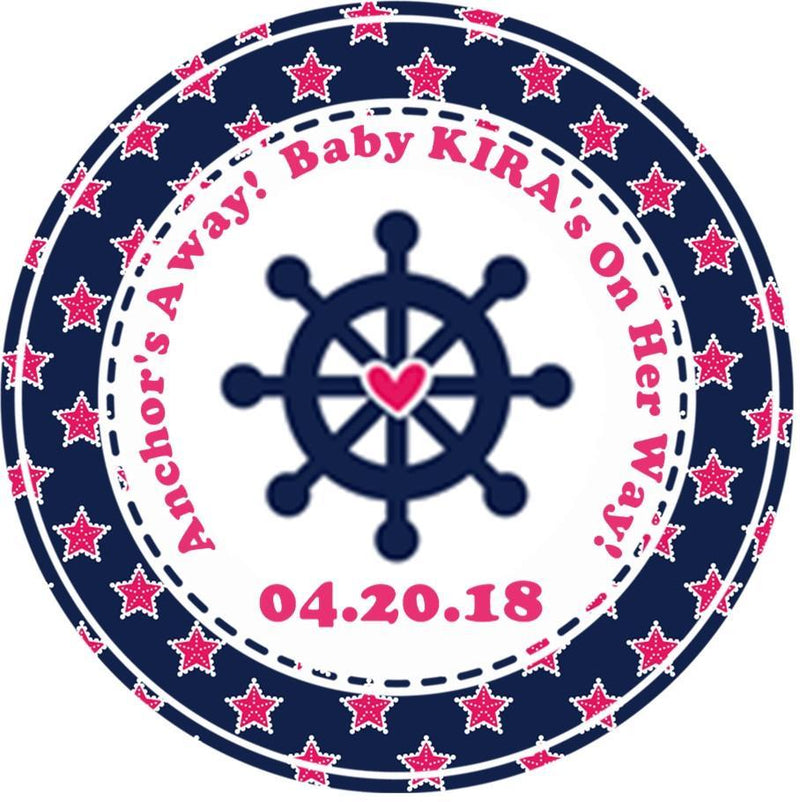 Pink Star Nautical Baby Shower Stickers | Anchor’s Away Girl Baby ...
