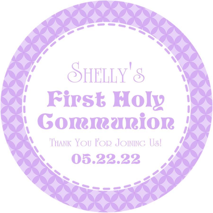 Soft Lilac First Holy Communion Stickers for Girls – Personalized ...