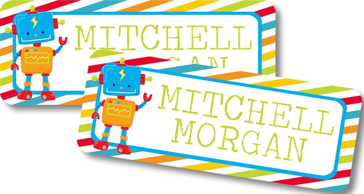 Robot Back To School Supply Name Labels — Party Beautifully