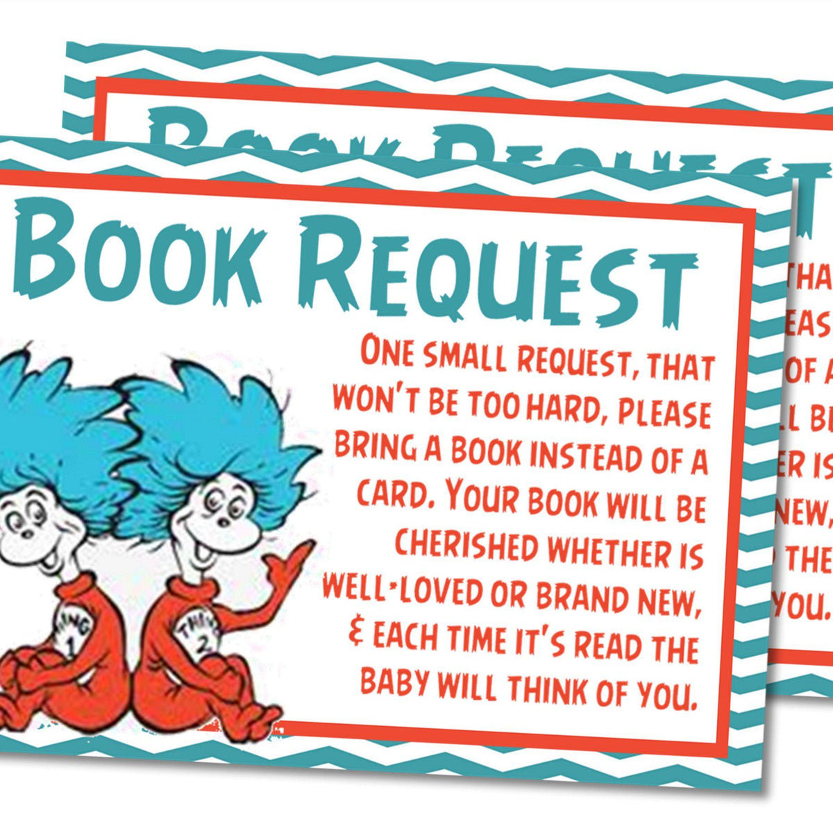 Thing 1 Thing 2 Book Request Cards – Party Beautifully