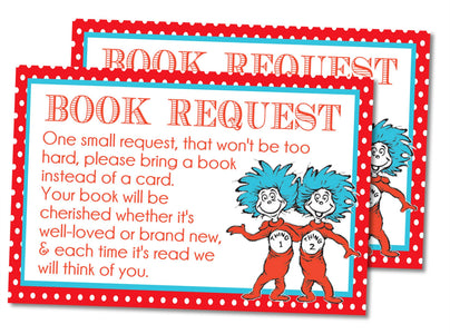 Thing 1 Thing 2 Book Request Cards — Party Beautifully