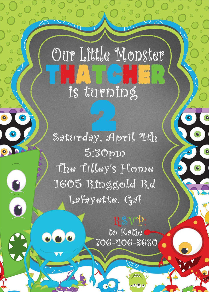 Monster Birthday Party Invitations – Little Monster Invitations – Party ...