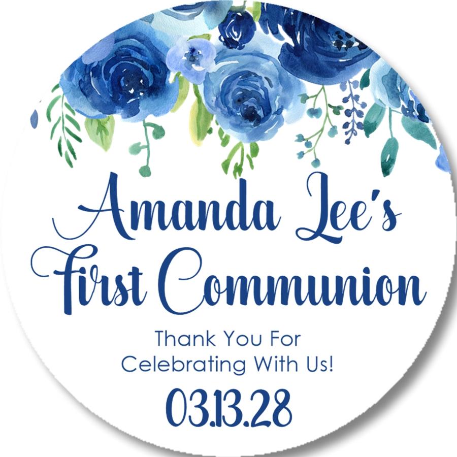Royal Blue First Communion Stickers – Personalized Mi Primera Comunión ...